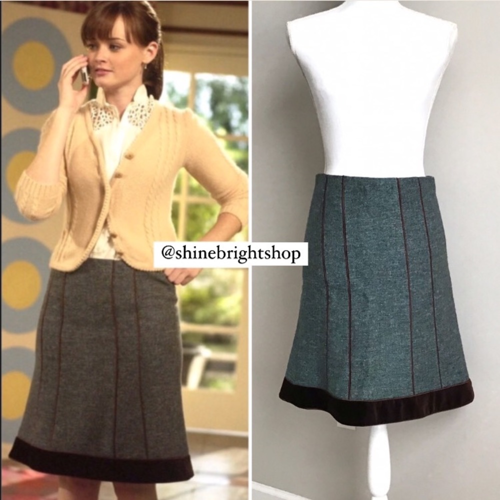 Rare Early 2000s Wool Blend Tweed Skirt Aso Rory Gilm… - Gem
